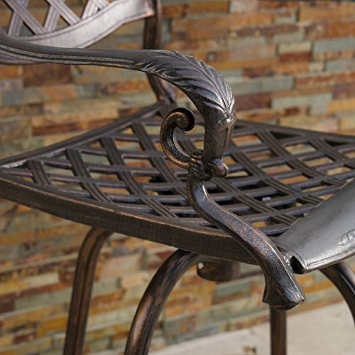 Christopher Knight Home Avon Outdoor Cast Aluminum Bar Stools, 2-Pcs Set, Shiny Copper