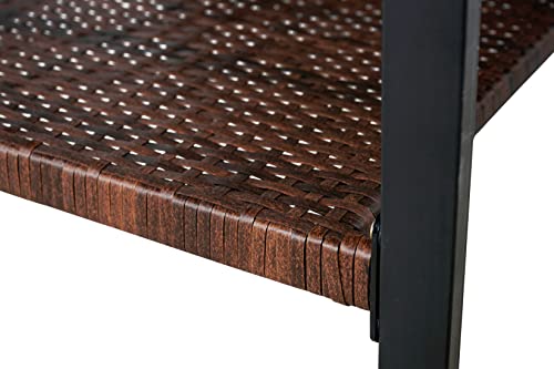 BTEXPERT Two Tone Brown Outdoor Patio PE Rattan Wicker Set of 2 Chairs for Garden Dining Firepit Lawn Backyard Porch Deck Armrest Frame, Steel Conversation Accent Furniture armchairs