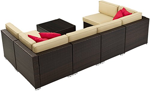 Crosley Furniture KO70146-BR Sea Island Sectional Set, Khaki