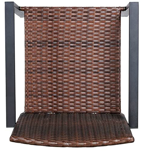 BTEXPERT Two Tone Brown Outdoor Patio PE Rattan Wicker Set of 2 Chairs for Garden Dining Firepit Lawn Backyard Porch Deck Armrest Frame, Steel Conversation Accent Furniture armchairs