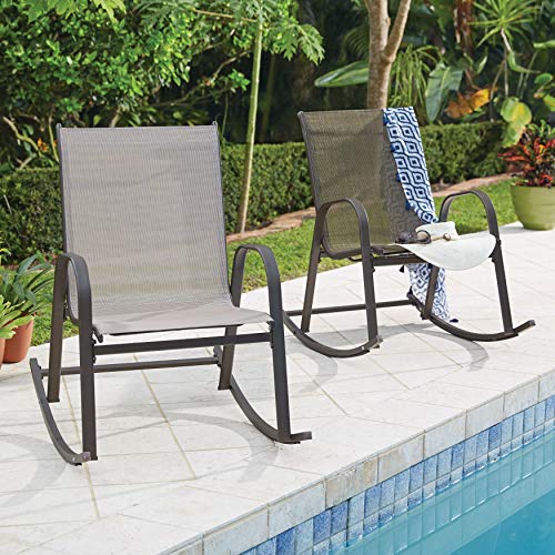 BrylaneHome Extra-Wide 350 Lbs. Capacity Rocker Rocking Chair, Dark Bronze