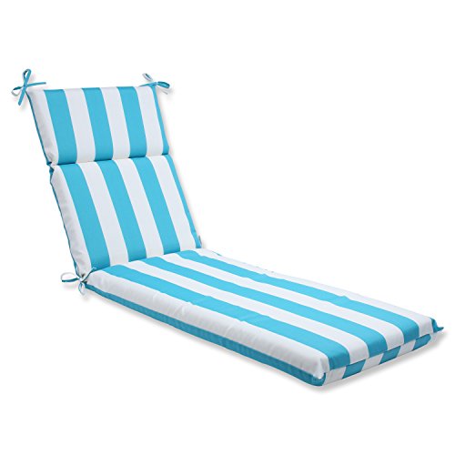 Pillow Perfect Outdoor/Indoor Cabana Stripe Turquoise Chaise Lounge Cushion, 1 Count (Pack of 1), Blue