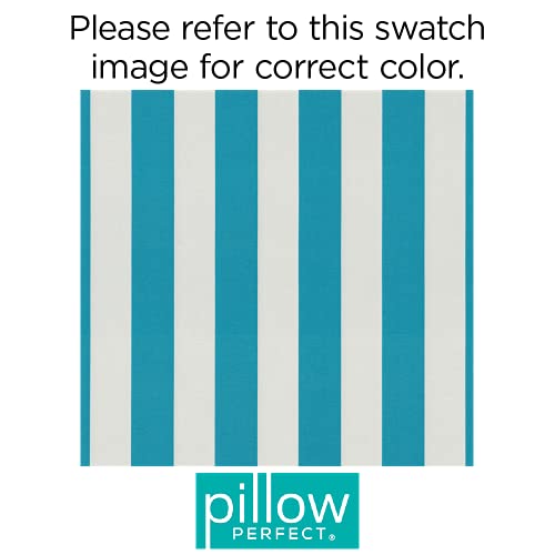 Pillow Perfect Outdoor/Indoor Cabana Stripe Turquoise Chaise Lounge Cushion, 1 Count (Pack of 1), Blue