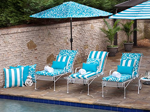 Pillow Perfect Outdoor/Indoor Cabana Stripe Turquoise Chaise Lounge Cushion, 1 Count (Pack of 1), Blue