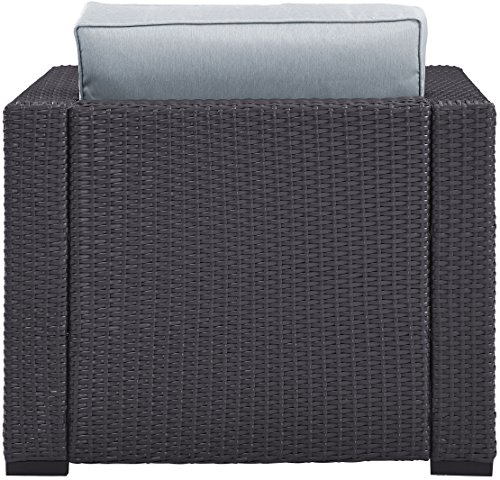 Crosley Furniture KO70130BR-MI Biscayne Outdoor Wicker Arm Chair, Brown with Mist Cushions