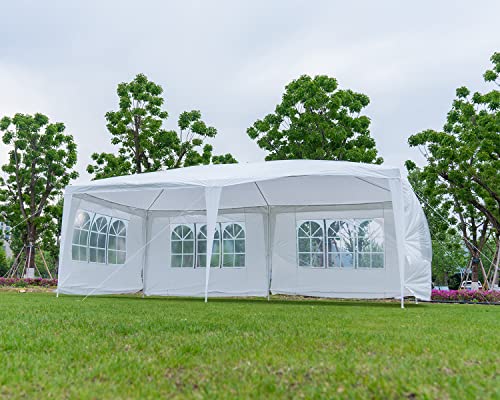 10x20 Outdoor Gazebo Wedding Party Tent Canopy Tent with 4 Removable Sidewalls,White
