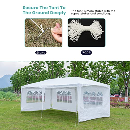 10x20 Outdoor Gazebo Wedding Party Tent Canopy Tent with 4 Removable Sidewalls,White