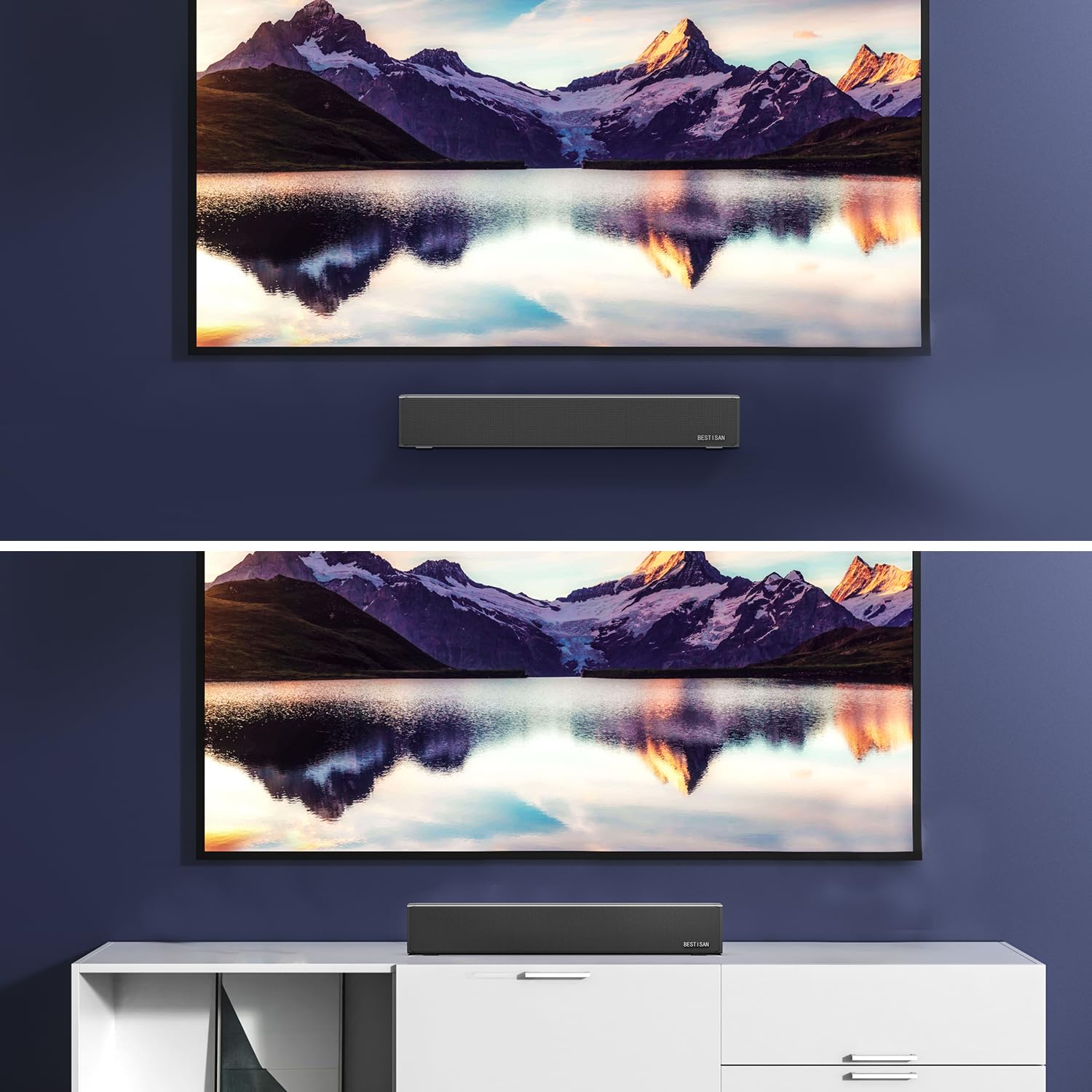 BESTISAN Sound Bars for TV, 16.5 Inches Sound Bar with Optical, AUX, USB and Bluetooth Inputs, Soundbar for TV(DSP, TREB and Bass Adjustable, Cyclic Switching Mode,Reset Function