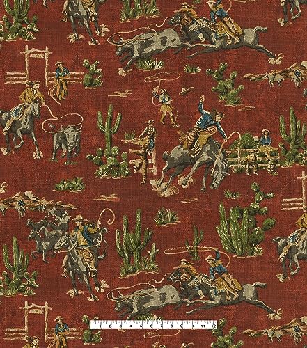 Waverly - Premium Printed Cotton Fabric by The Yard, Western Design, DIY, Craft, Project, Sewing, Designer Upholstery and Home Decor, 54" Wide (Wild West Collection, Barn)