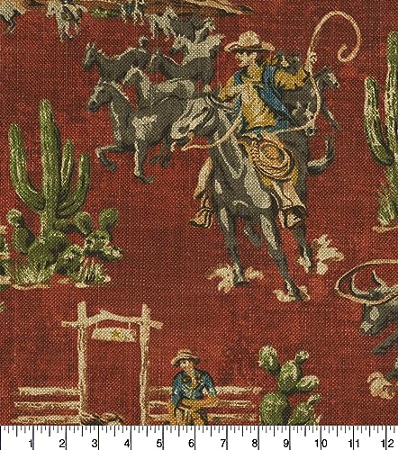 Waverly - Premium Printed Cotton Fabric by The Yard, Western Design, DIY, Craft, Project, Sewing, Designer Upholstery and Home Decor, 54" Wide (Wild West Collection, Barn)