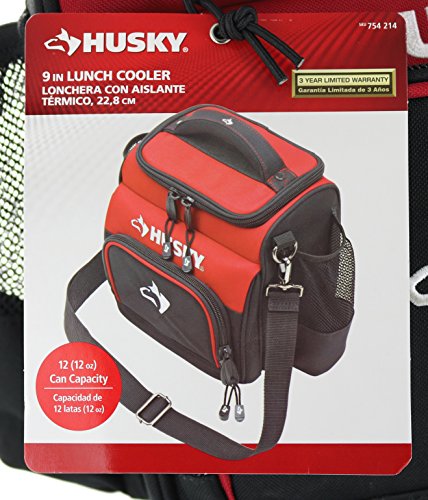 Husky 82021N11 9" 600 Denier Water and Weather Resistant Insulated Cooler with 2 Mesh Sleeves and Carrying Strap