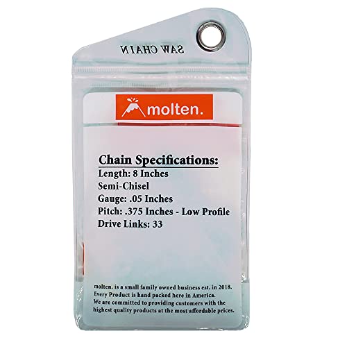Molten. 8 Inch Pole Chainsaw Chain Replacement for Harbor Freight Pole Saw, Greenworks Pole Saw 24v 40v, Portland Electric Pole Saw, Oregon Chain 91pj033, S33 Chain (3 Chains)