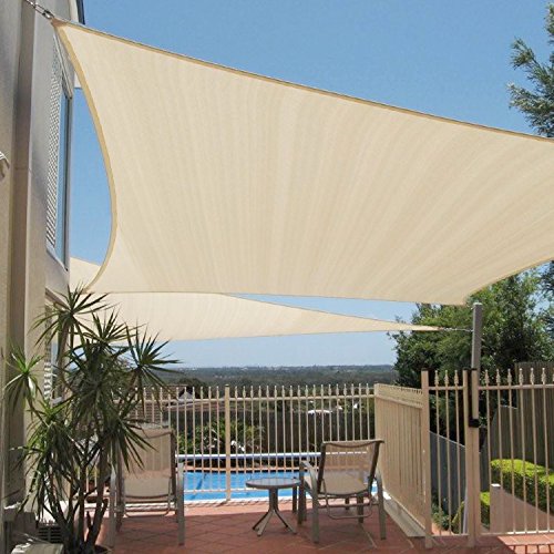 E&K Sunrise 12' x 12' Waterproof Sun Shade Sail-Beige Rectangle UV Block Durable Awning Perfect for Canopy Outdoor Garden Backyard-Customized