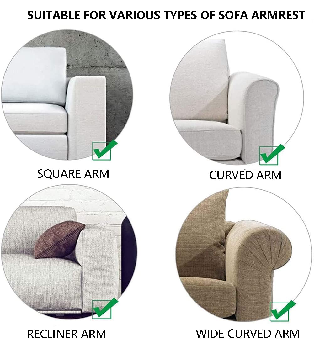 Scratch Resistant Sofa Armrest Cover, Elastic Stretch Couch Arm Cover, Soft Comfortable Sofa Arm Protectors for Sofa Chair Recliner, Removable Washable, 2 Pcs