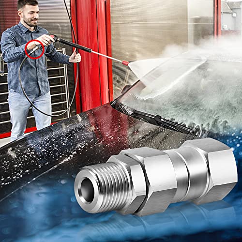 Boltigen Pressure Washer Swivel, 3/8 NPT Thread Pressure Washer Stainless Steel Swivel Joint Fittings, 360°Degree Kink Free Connector, 5000 PSI