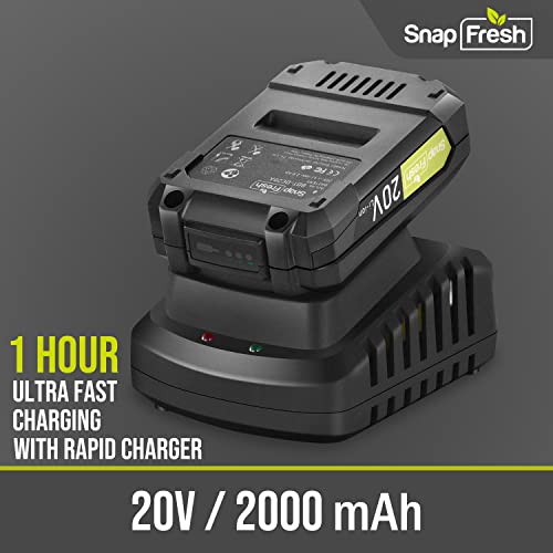 SnapFresh Leaf Blower - 20V Cordless Leaf Blower with 2.0Ah Battery & Charger, 130 MPH 140CFM Electric Leaf Blower for Lawn Care, Battery Powered Lightweight Leaf Blower for Yard Patio (Green)
