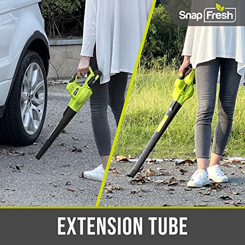 SnapFresh Leaf Blower - 20V Cordless Leaf Blower with 2.0Ah Battery & Charger, 130 MPH 140CFM Electric Leaf Blower for Lawn Care, Battery Powered Lightweight Leaf Blower for Yard Patio (Green)