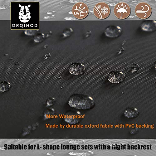 Orqihod Outdoor Sectional Sofa Cover Waterproof, V Shaped 100 Inch Heavy Duty Patio Furniture Sofa Protector with Storage Bag, Black, 600D