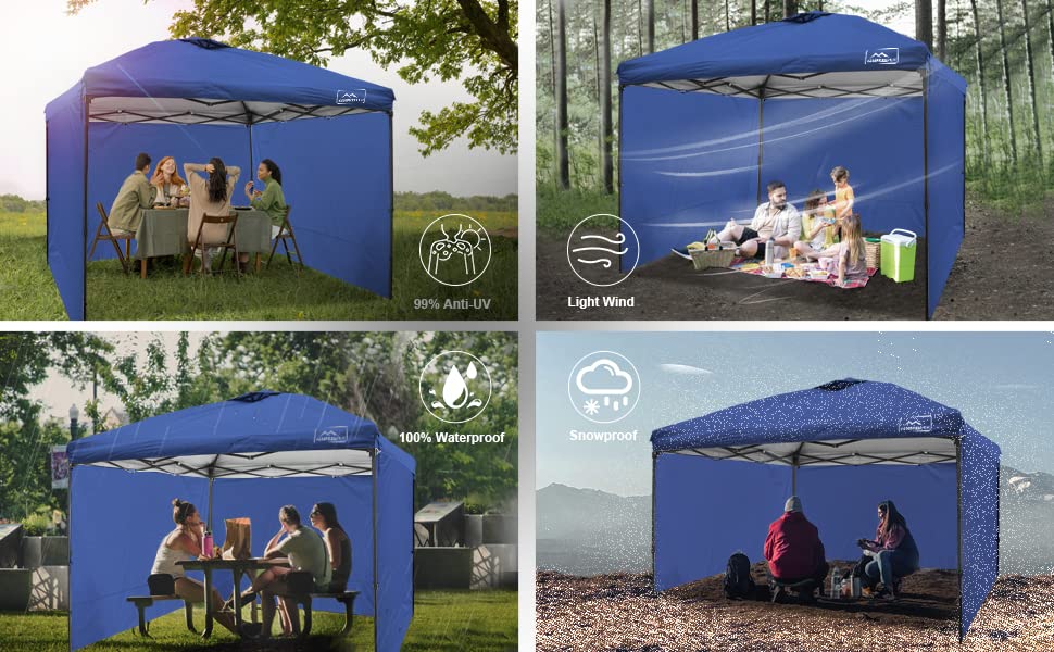KAMPKEEPER Instant 10X10 Canopy Sidewalls with Zipper for Pop Up Canopy Frame, Single Sunwall fit 10' Outdoor Canopies with Straight Leg(Navy Blue)