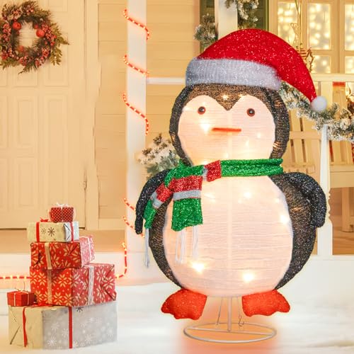 MUMTOP Penguin Christmas Decorations, Indoor Outdoor Christmas Decorations, 30 Inch Pop Up Lighted Penguin,Collapsible Christmas Decorations Outdoor Yard Holiday Decor