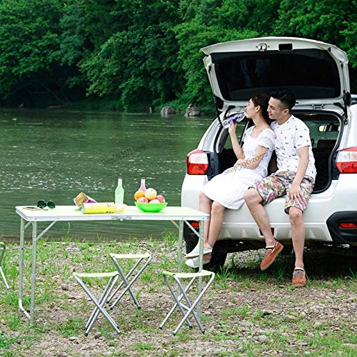 Outdoor Table and Chair Set Camping Aluminum Alloy Picnic Barbecue Table, Waterproof and Durable Folding Table, Outdoor Folding Table and Chair, for 4 People, 120x60cm