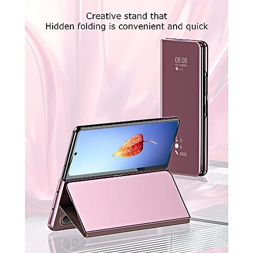 EKSED Case for Samsung Galaxy Z Fold 5, Plating Mirror Leather Protective Shell, Hard PC Frame Anti-Drop Anti-Fingerprint Full Coverage Protective Case,Black