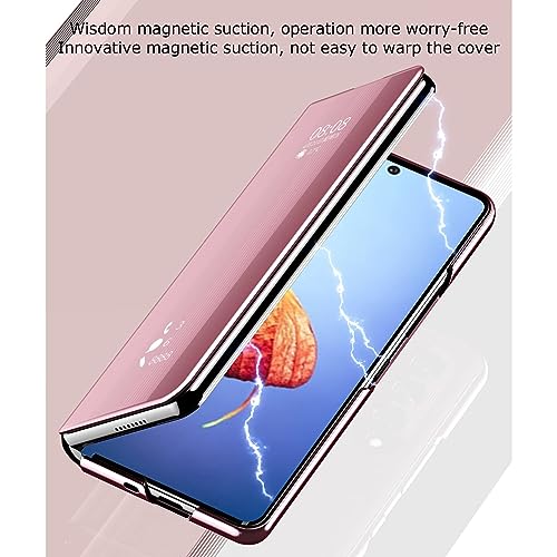 EKSED Case for Samsung Galaxy Z Fold 5, Plating Mirror Leather Protective Shell, Hard PC Frame Anti-Drop Anti-Fingerprint Full Coverage Protective Case,Black