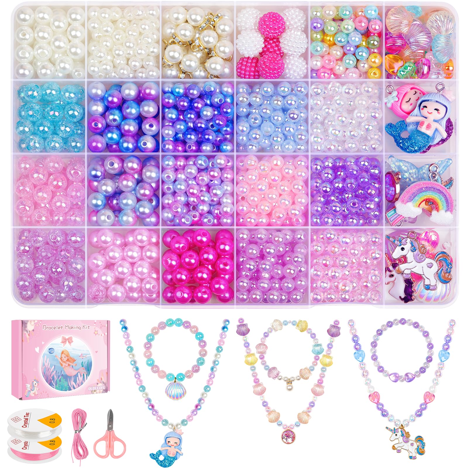 DUDUCOFU 30 Pack Black Velvet Hangers + 900Pcs Mermaid Bracelet Making Kit
