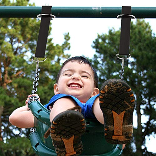 Tree Swing Straps, 25cm / 9.8inches Tree Swing Hanging Kit, Hammock Hooks,Heavy Duty Hanging Straps Holds 440 lbs with Carabiner Perfect for Tree Swing, Hammock, Outdoor Rope Swing(2 PCS)