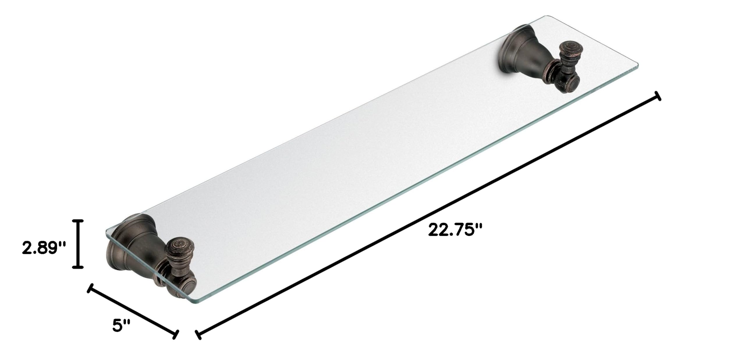 Moen YB5490ORB Kingsley 20-Inch W x 5-Inch D Decorative Bathroom Vanity Glass Shelf,, Oil Rubbed Bronze