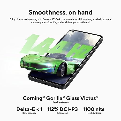 ASUS Zenfone 10 Cell Phone, 5.9” FHD+ AMOLED 144Hz, IP68, 4300mAh Battery, 50MP/13MP Dual Camera, 32MP Front Camera, 8GB+256GB, 5G LTE Unlocked Dual SIM, White, AI2302-8G256G-WH [US version]