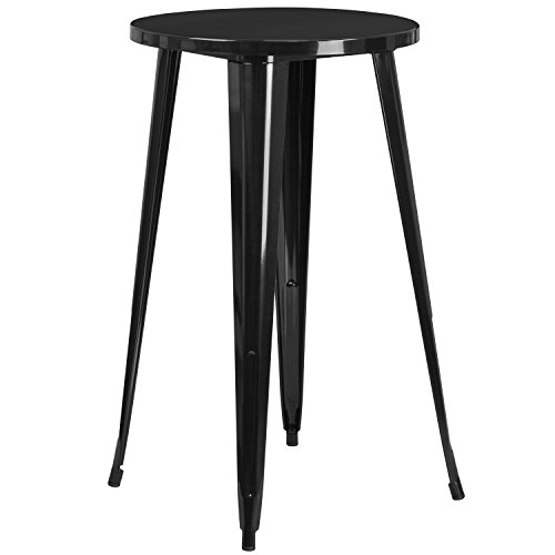 Flash Furniture Commercial Grade 24" Round Black Metal Indoor-Outdoor Bar Height Table