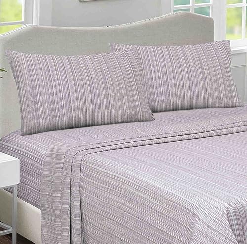 Briarwood Home Spaced Dyed Heather Jersey Sheet Set 4pc Bedding 100% Pure Cotton Bed Set Breathable Deep Pocket Easy Fit Comfortable Cozy T-Shirt Soft Sheets Premium Bedding Set (Space Gray, Full)