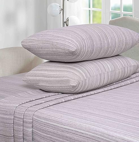 Briarwood Home Spaced Dyed Heather Jersey Sheet Set 4pc Bedding 100% Pure Cotton Bed Set Breathable Deep Pocket Easy Fit Comfortable Cozy T-Shirt Soft Sheets Premium Bedding Set (Space Gray, Full)
