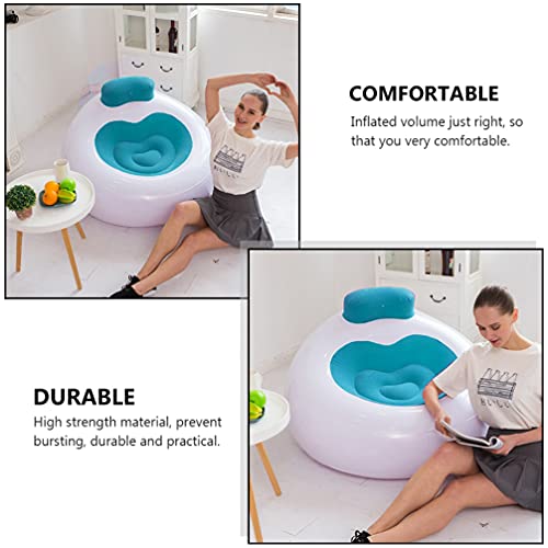 Toyvian Camping Couch Inflatable Couch Air Sofa Foldable Lazy Lounger Portable Blow Up Bean Bag Camping Furniture for Beach Backyard Lakeside Beach Camping Picnics Blue Lazy Sofa