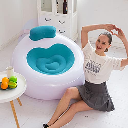 Toyvian Camping Couch Inflatable Couch Air Sofa Foldable Lazy Lounger Portable Blow Up Bean Bag Camping Furniture for Beach Backyard Lakeside Beach Camping Picnics Blue Lazy Sofa