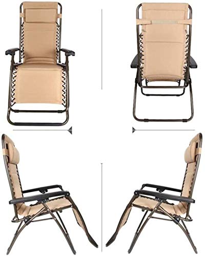 XZGDEN Lightweight Mahanz Sun Lounger Camping Chairs Zero Gravity Lounge Chair with Pillow Adjustable Folding Recliner Outdoor Patio Chair Brown