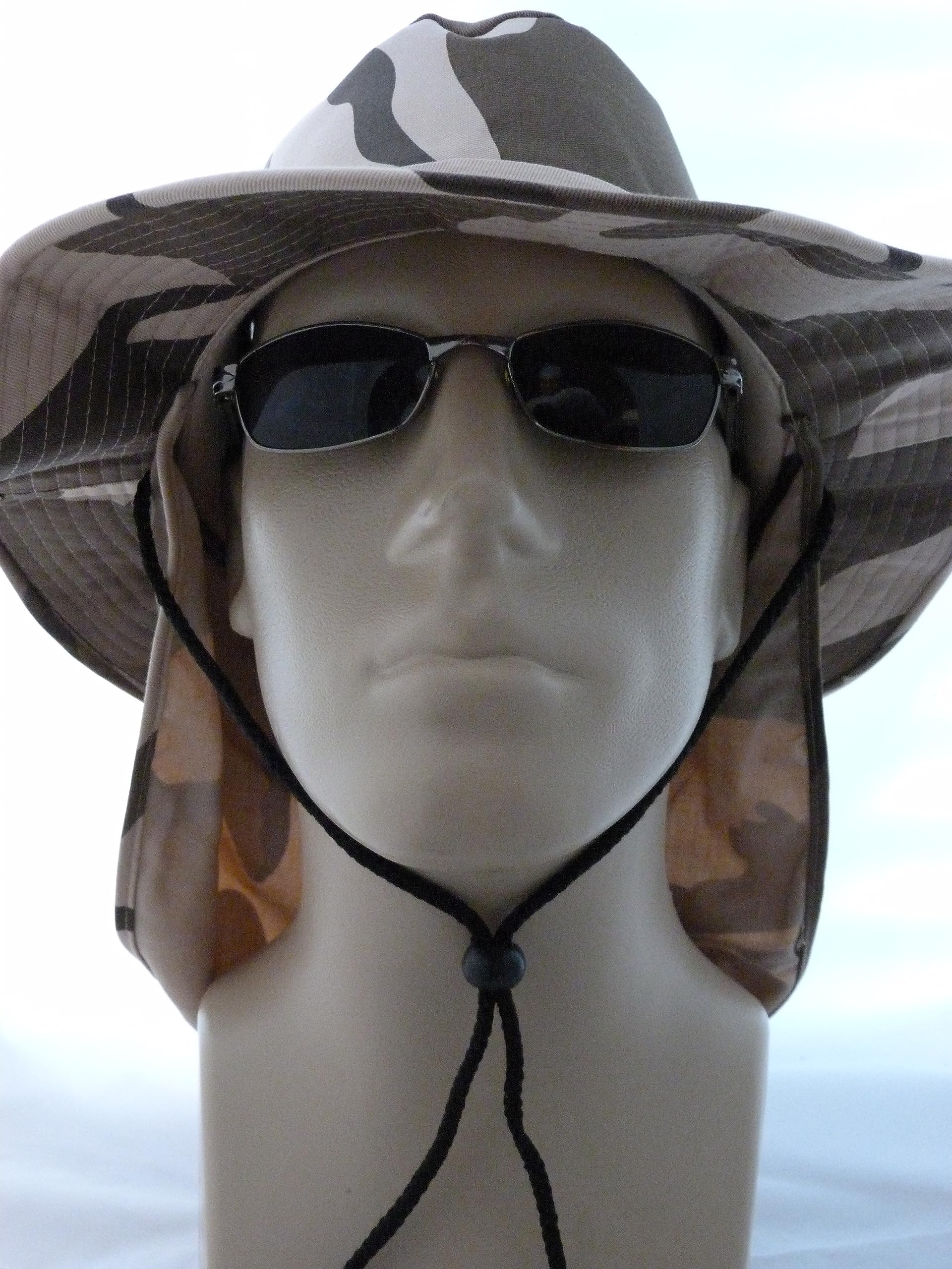 Camouflage Hat Neck Protection from Sun Desert Tan Brown Camo Fishing Bee Keeper Safari Bush Outdoors Men Women (as1, Alpha, one_Size, l)