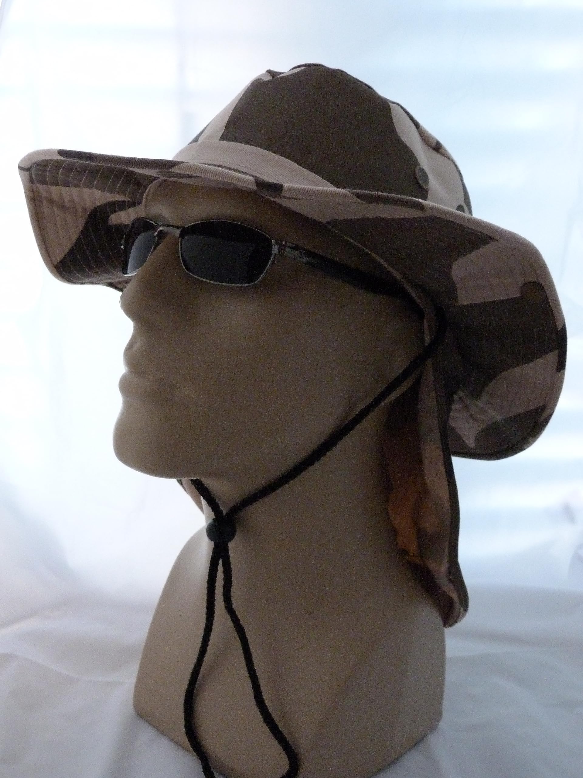 Camouflage Hat Neck Protection from Sun Desert Tan Brown Camo Fishing Bee Keeper Safari Bush Outdoors Men Women (as1, Alpha, one_Size, l)