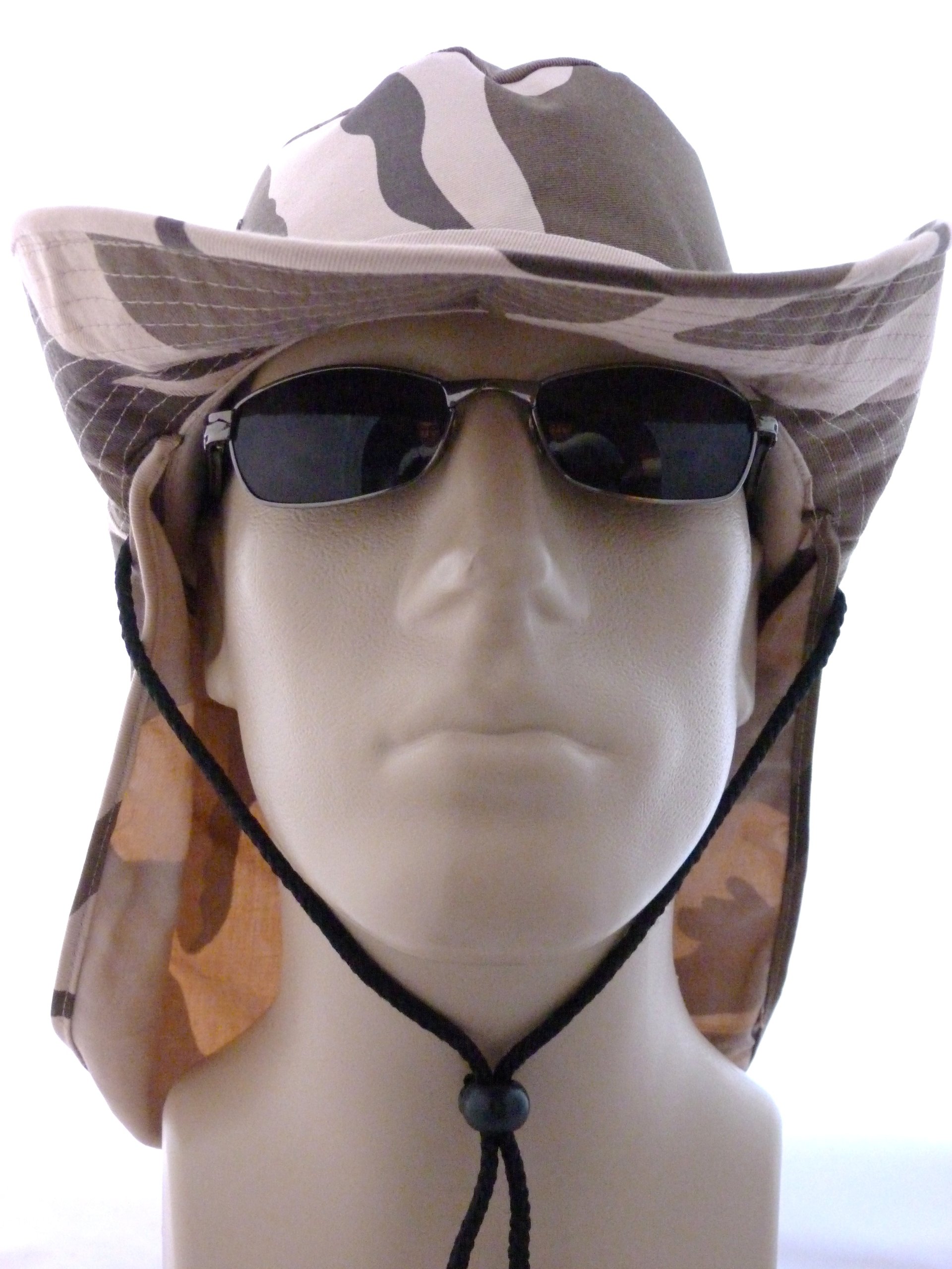 Camouflage Hat Neck Protection from Sun Desert Tan Brown Camo Fishing Bee Keeper Safari Bush Outdoors Men Women (as1, Alpha, one_Size, l)