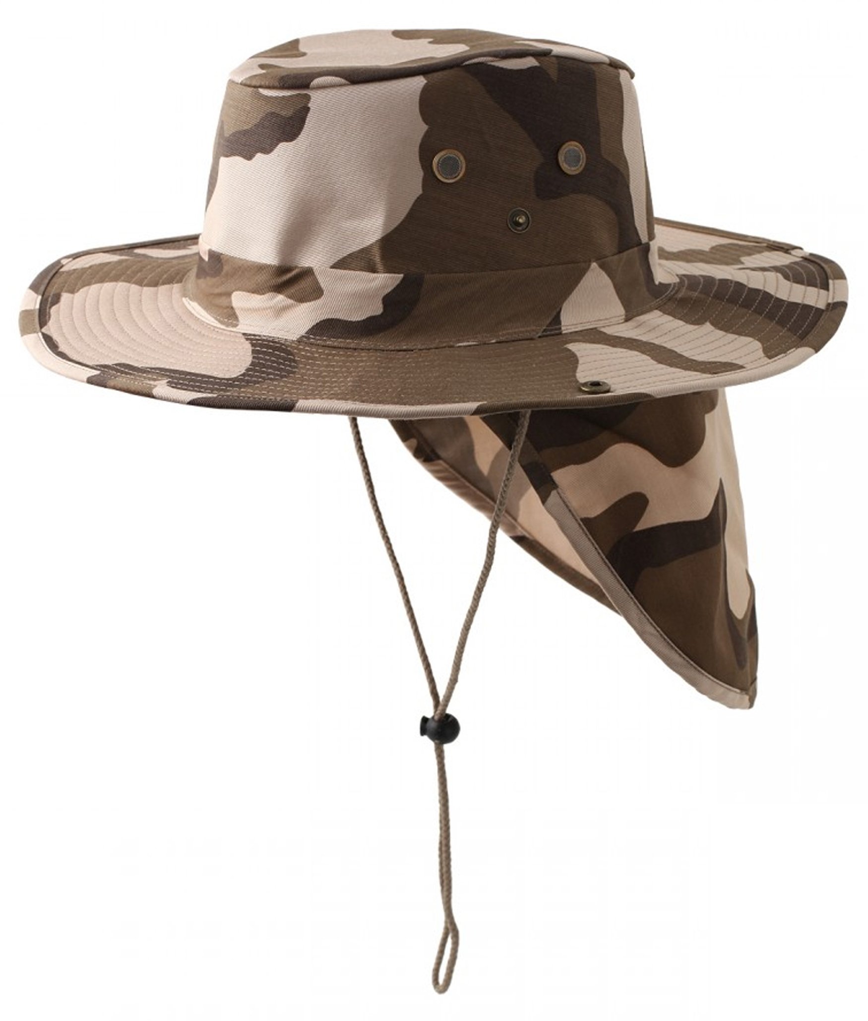 Camouflage Hat Neck Protection from Sun Desert Tan Brown Camo Fishing Bee Keeper Safari Bush Outdoors Men Women (as1, Alpha, one_Size, l)