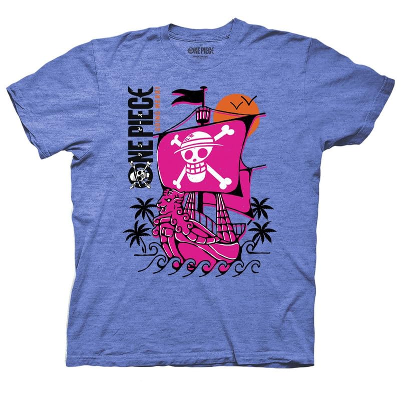 Ripple Junction One Piece Men’s Short Sleeve T-Shirt Live Action Anime Straw Hat Pirates Going Merry Ship Netflix XL Blue