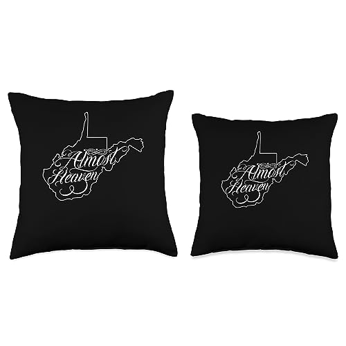 Almost Heaven West Virginia Map USA State Gift Almost Heaven West Virginia Map | USA American State Throw Pillow, 16x16, Multicolor