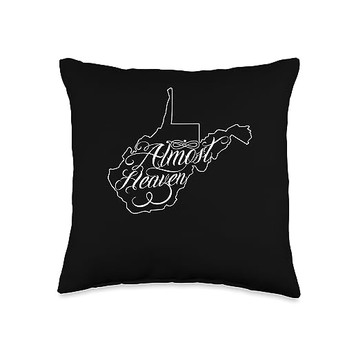Almost Heaven West Virginia Map USA State Gift Almost Heaven West Virginia Map | USA American State Throw Pillow, 16x16, Multicolor