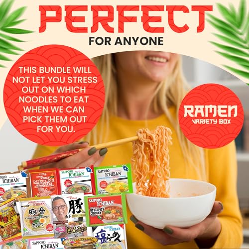 FOODIE BOXX Japanese Instant Ramen Noodles Variety Pack with Cookies & Chopsticks (Japanese)