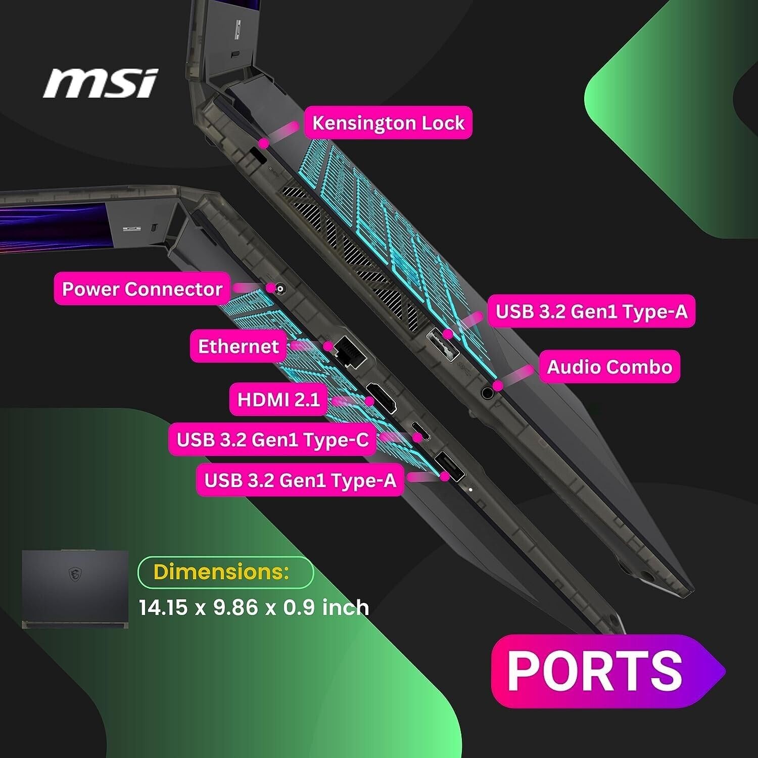 MSI Cyborg 15 Gaming Laptop, 15.6" FHD 144Hz Display, Intel Core i7-12650H, NVIDIA GeForce RTX 4060, 64GB DDR5 RAM, 2TB SSD, Webcam, Backlit Keyboard, Wi-Fi 6, Windows 11 Home, Translucent Black