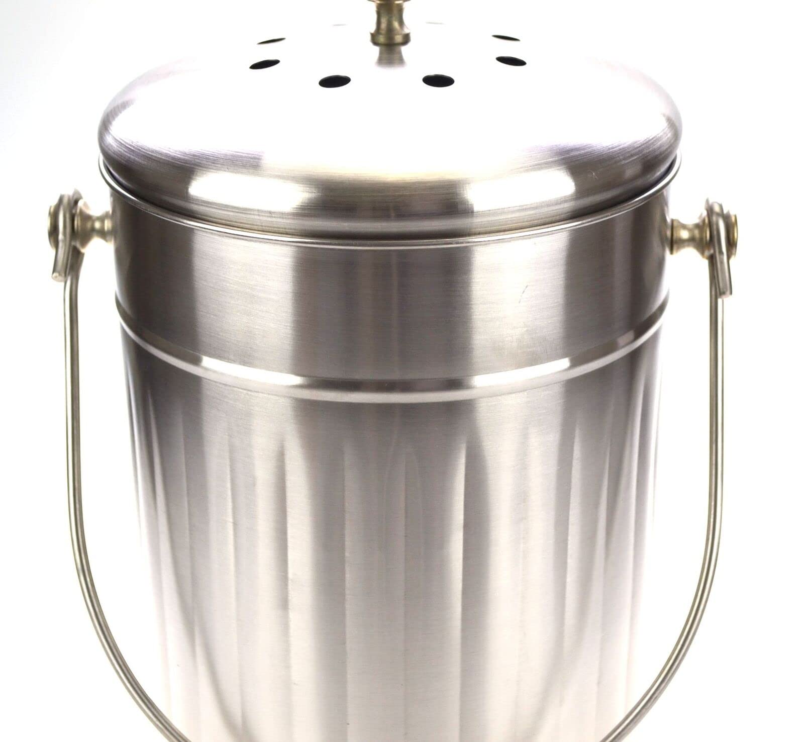 Kitchen Craft Large Food Waste Bin, Stainless Steel, 5 Litre