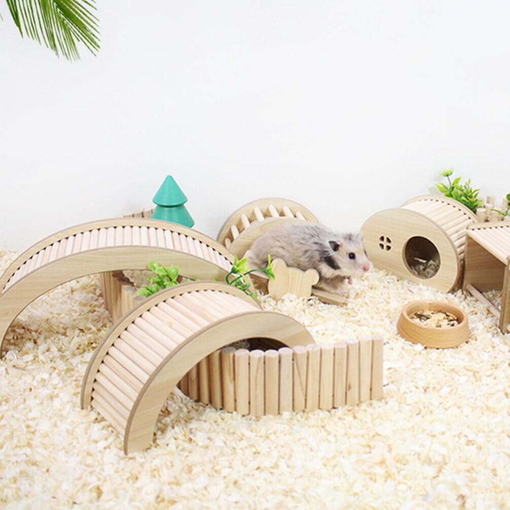POPETPOP Toy Guinea Pig Rabbit Ramp Hamster Ladder Chinchilla Cage Landscaping Bridge Chicken Coop Ramp Hamster Cage Ladders Hamster Wood Bridge Hamster Bridge Training Ladder Wooden Pet