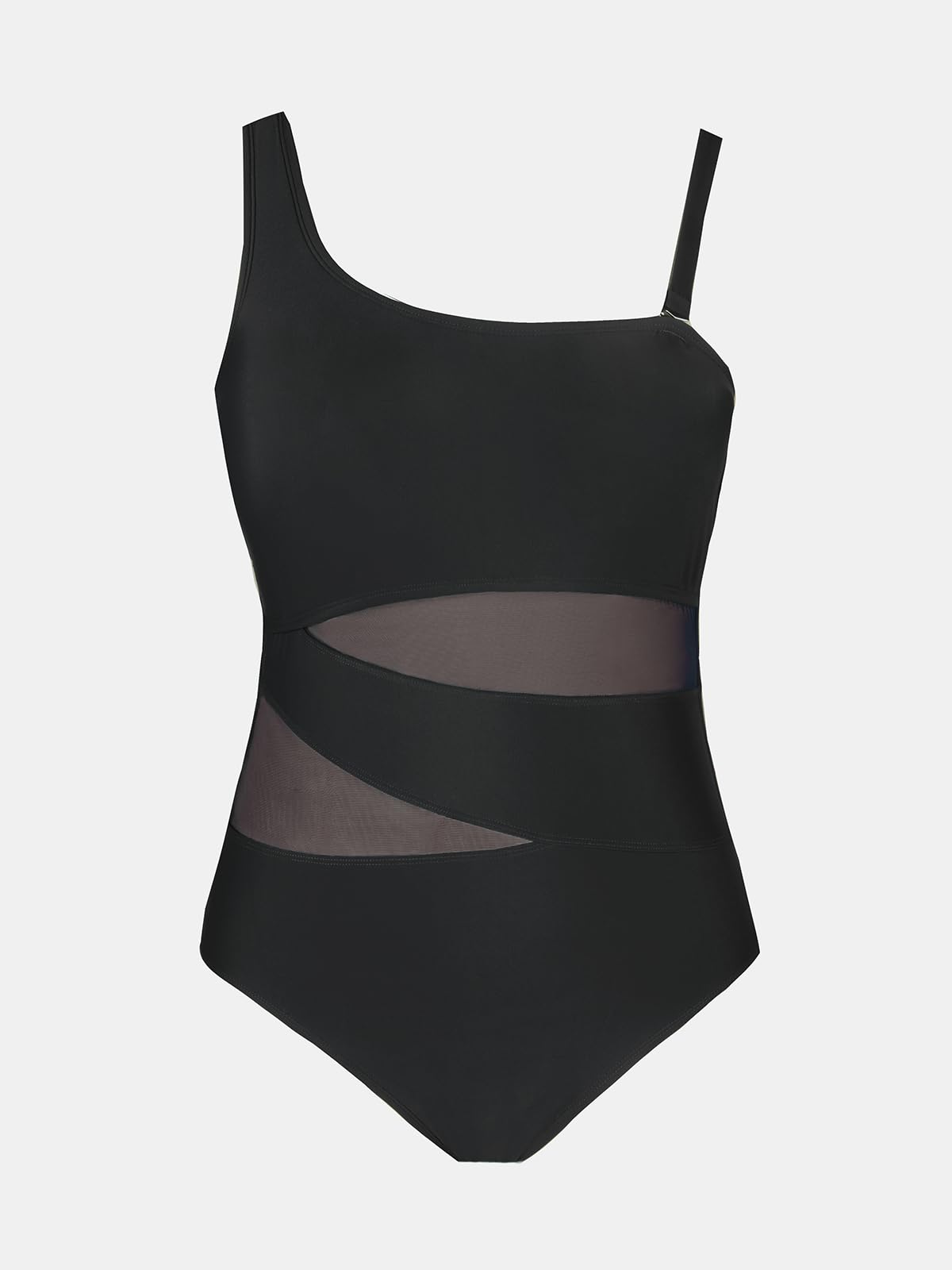 CUPSHE Women's Plus Size Swimsuit One Piece Bathing Suit Mesh Removable Straps Swimwear 1X Black