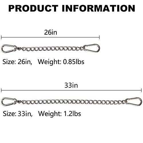 SFEEXUN Hanging Chair Chain with Carabiners, Heavy Duty 660LBS Capacity Stainless Steel Hanging Kits for Punching Bags Hammocks (Silver, 24)